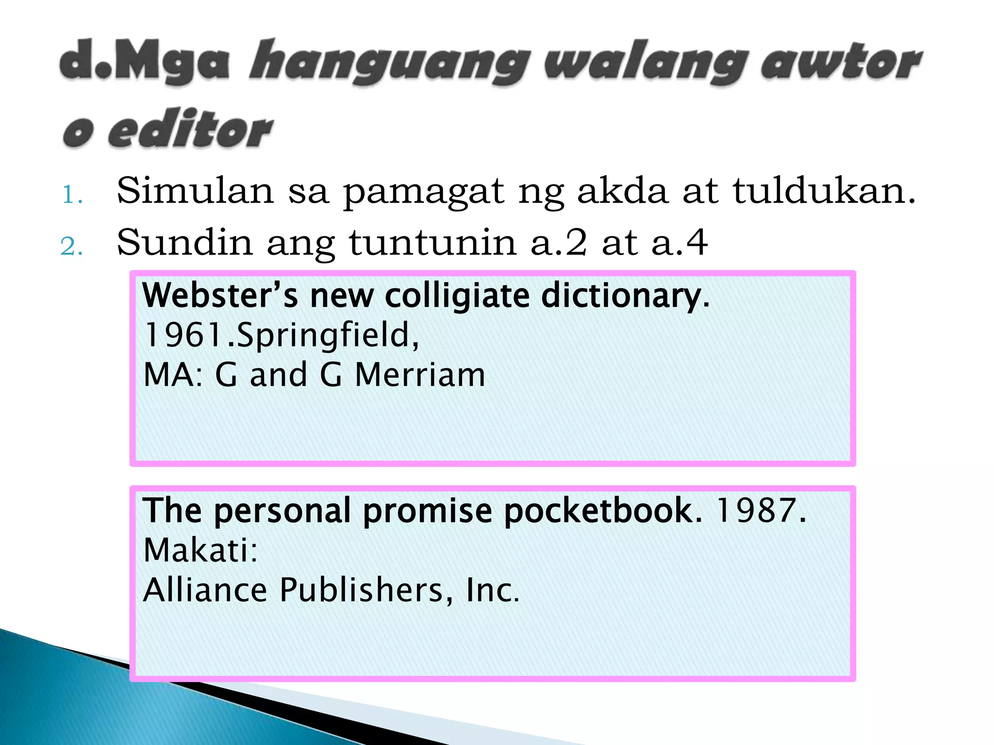 Ang Listahan ng mga Sanggunian (Filipino) | PPTX