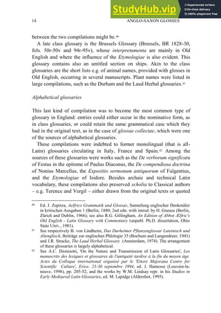 Anglo-Saxon Glosses And Glossaries An Introduction | PDF