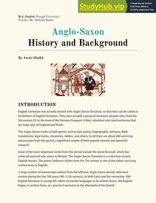 Anglo-Saxon History And Background | PDF
