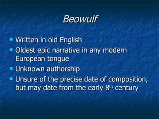 Anglo saxon period and poetry | PPT