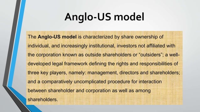 Anglo-US Model of Corporate Governance | PPTX