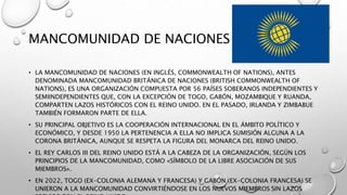 Anglofonía, mancomunidad de naciones y la angloesfera | PPTX