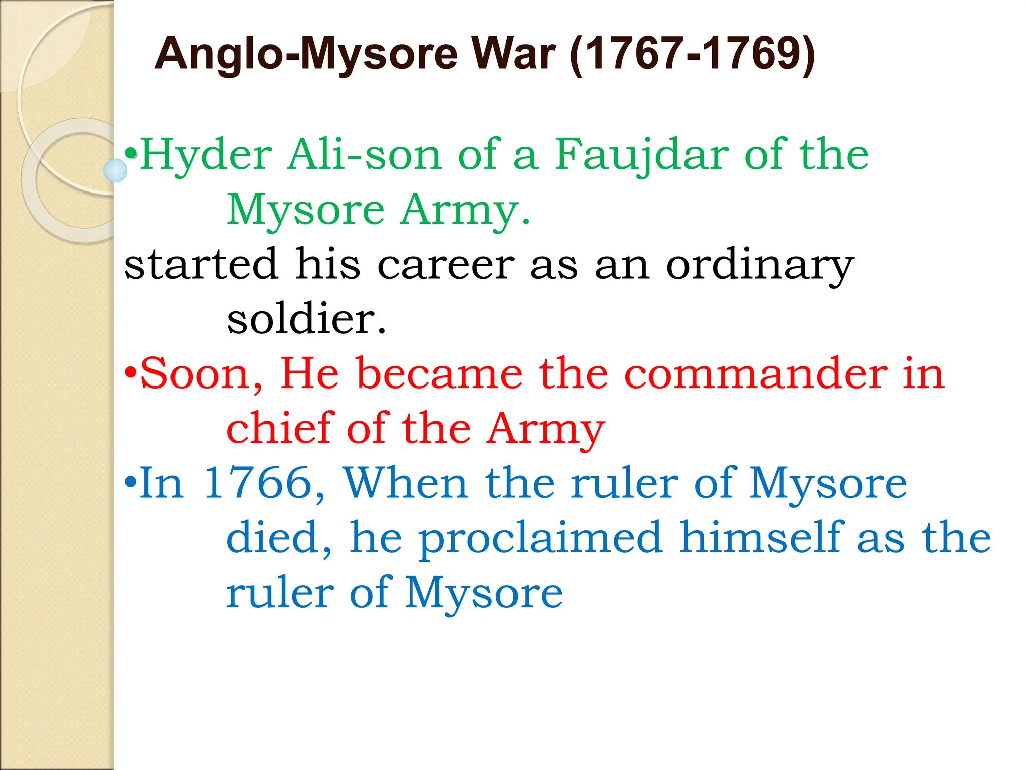 Anglo Mysore Wars -anglo mysore wars.ppt