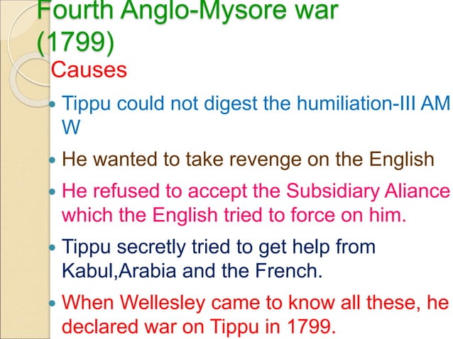 Anglo Mysore Wars -anglo mysore wars.ppt | Death, Injury, or Military Conflict | Sensitive Topics