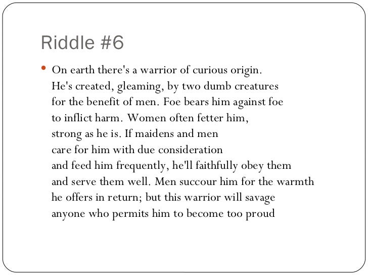 Anglo Saxon Riddles Examples With Answers | Lazuema
