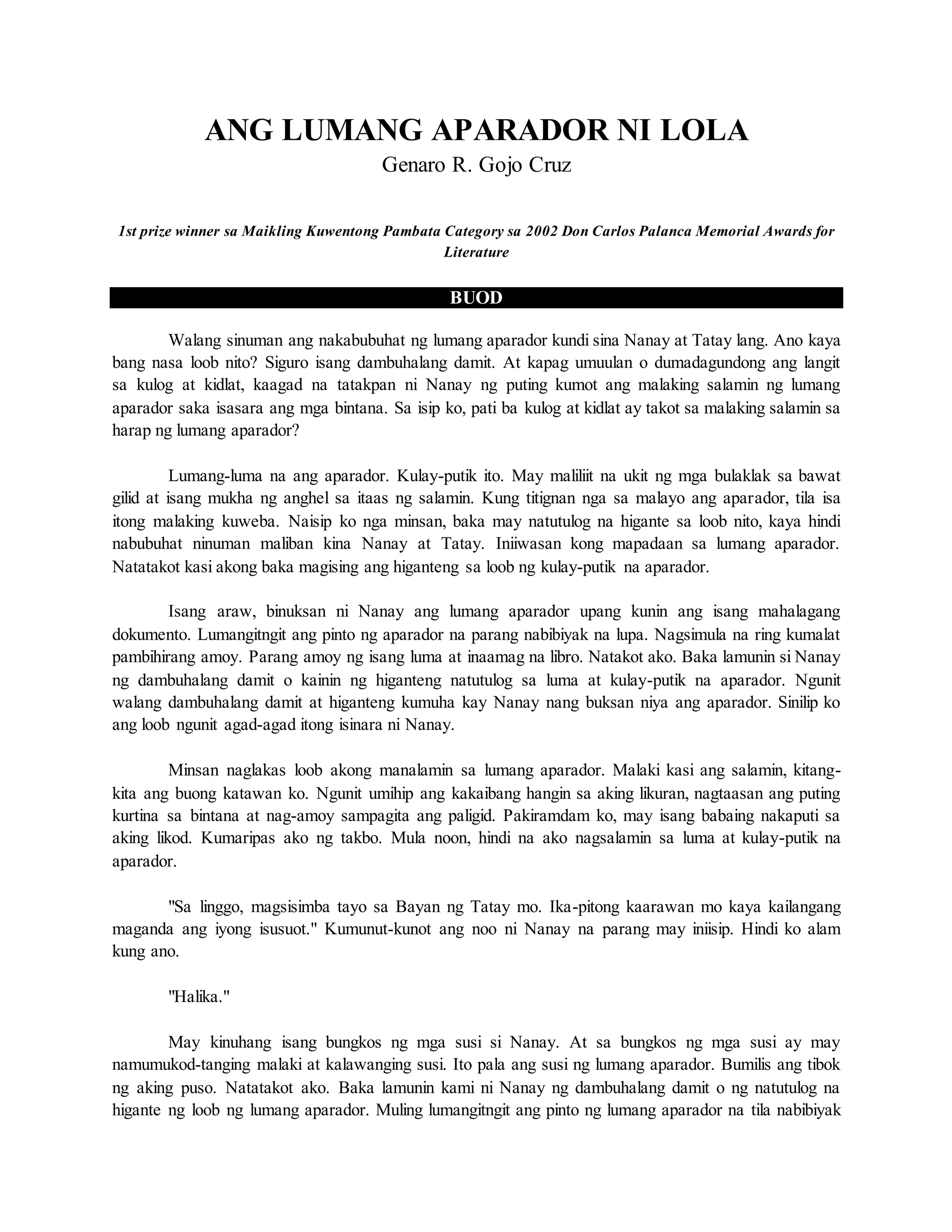Ang Lumang Aparador ni Lola | DOCX