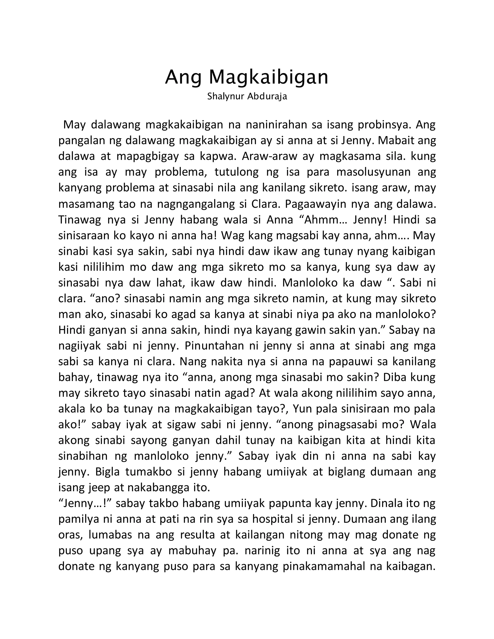 Ang magkaibigan | DOCX