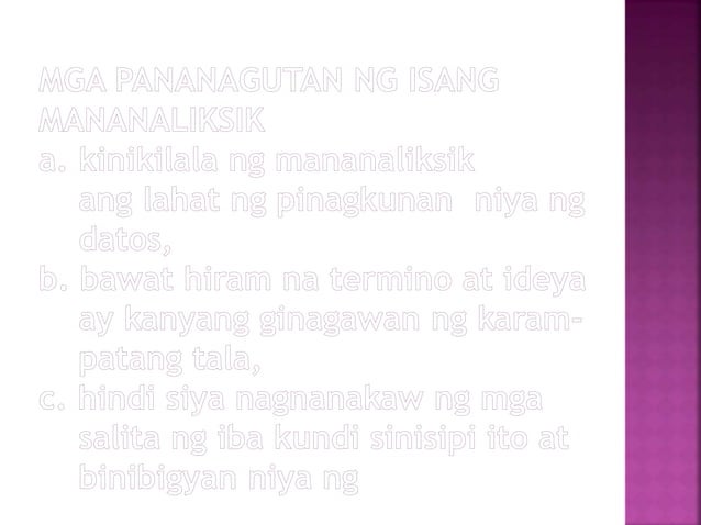 Katangian at Pananagutan ng Mananaliksik | PPTX