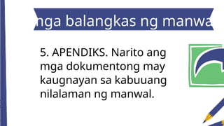 Ang Manwal, kahulugan, katangian, bahagi | PPTX