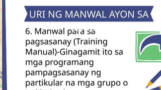 Ang Manwal, kahulugan, katangian, bahagi | PPTX
