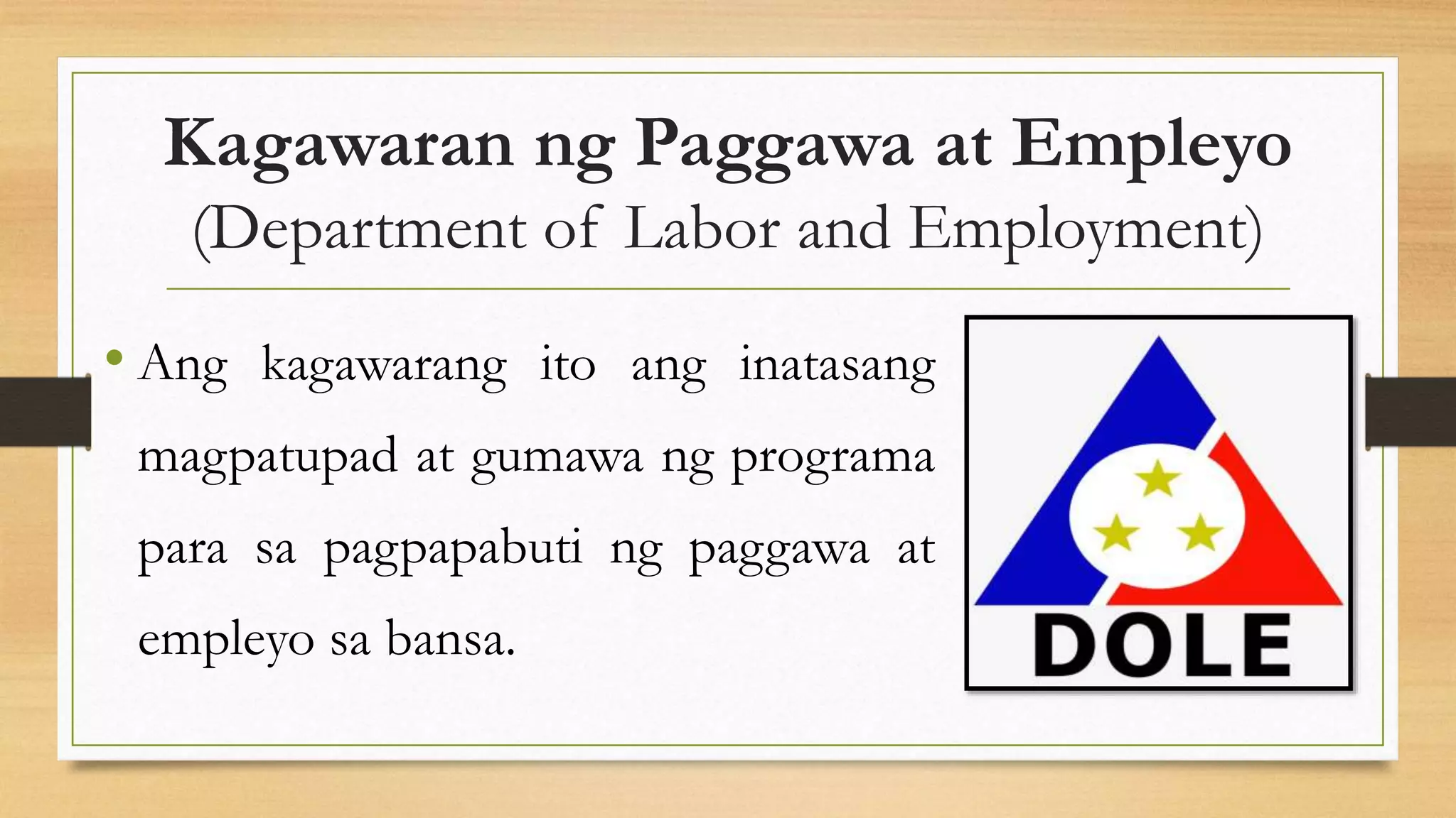 Ang mga Kagawaran ng Sangay Tagapagpaganap | PPTX