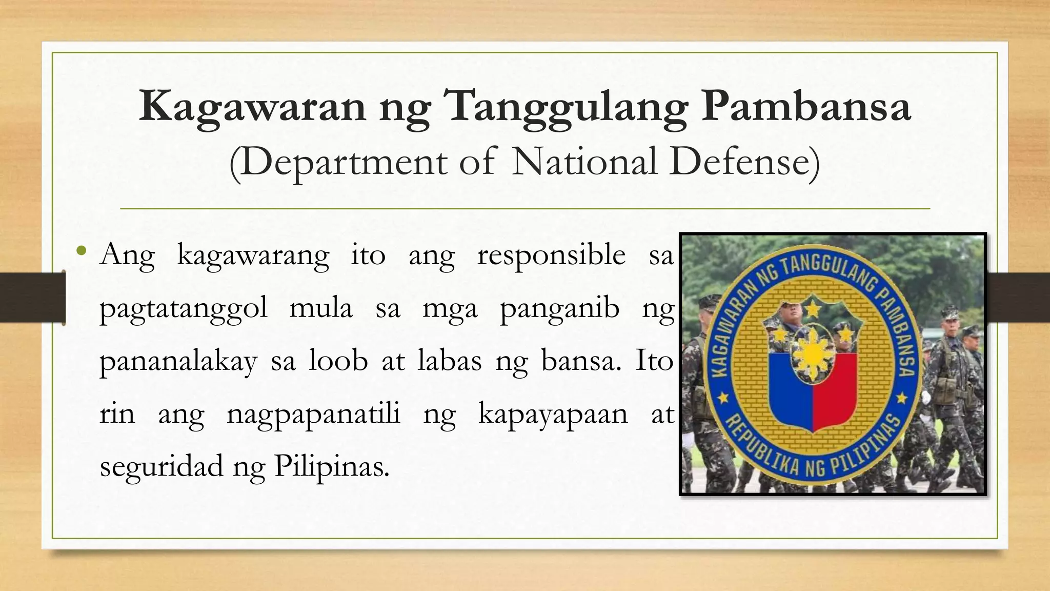Ang mga Kagawaran ng Sangay Tagapagpaganap | PPTX