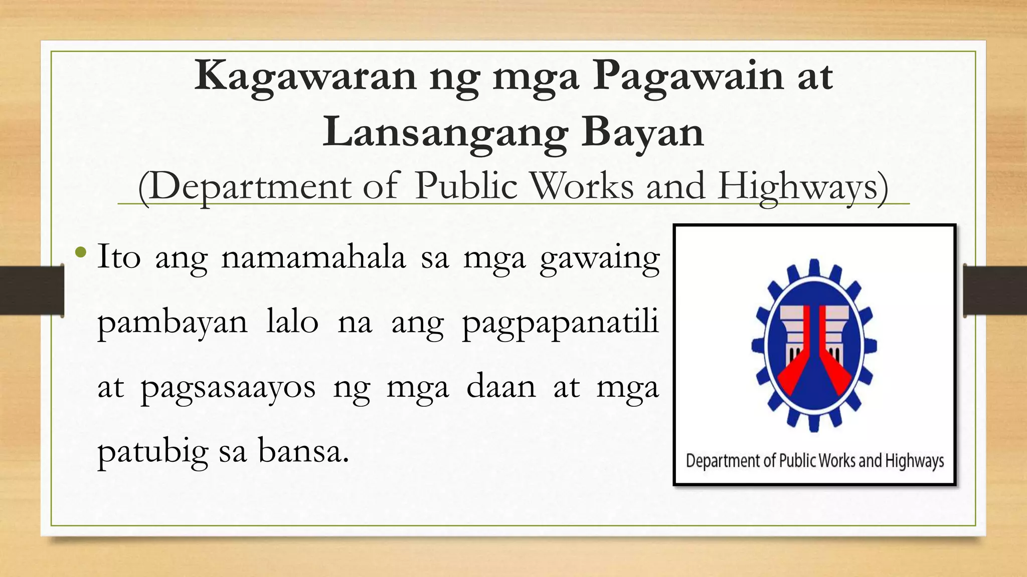 Ang mga Kagawaran ng Sangay Tagapagpaganap | PPTX