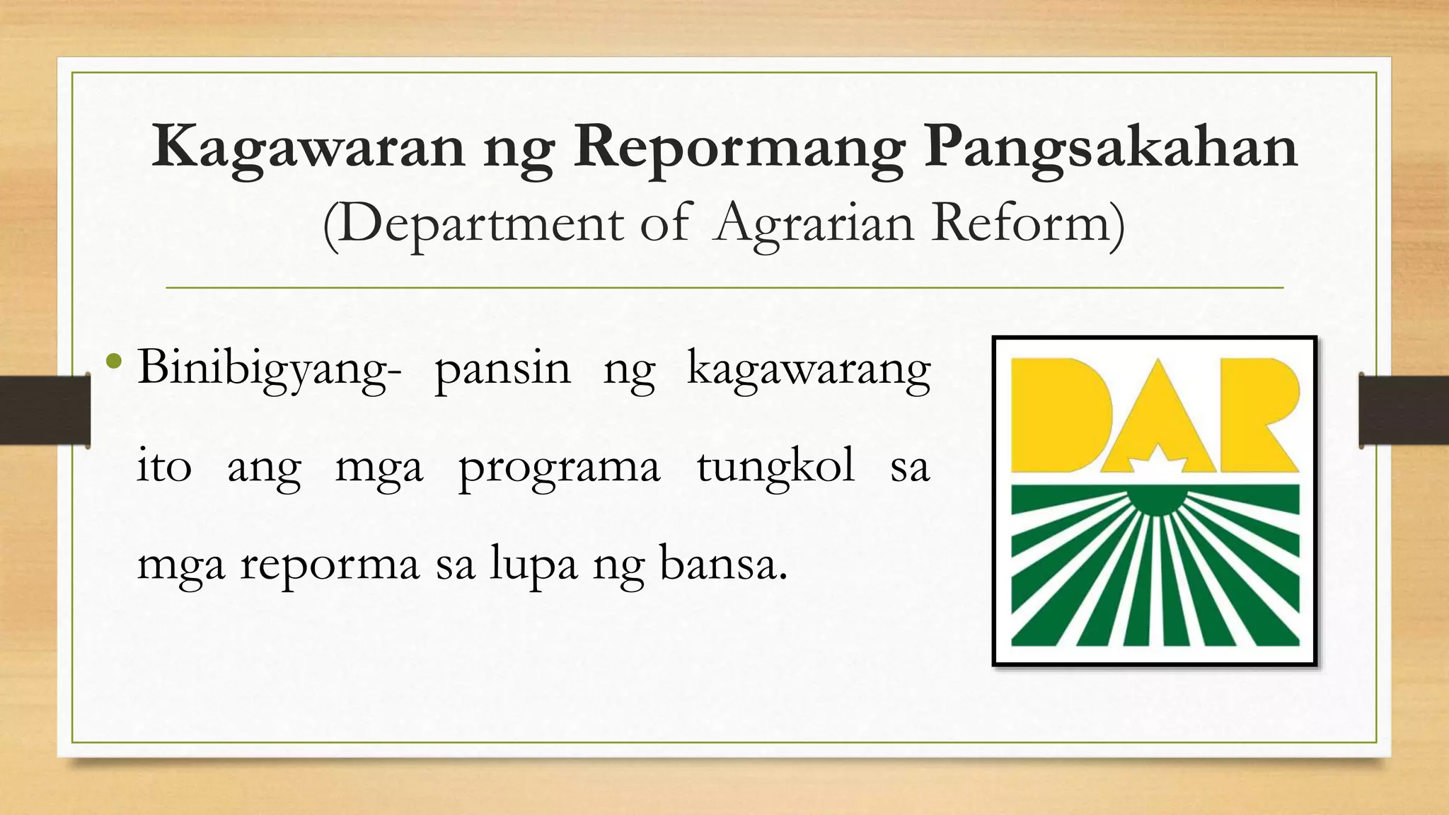 Ang mga Kagawaran ng Sangay Tagapagpaganap | PPTX