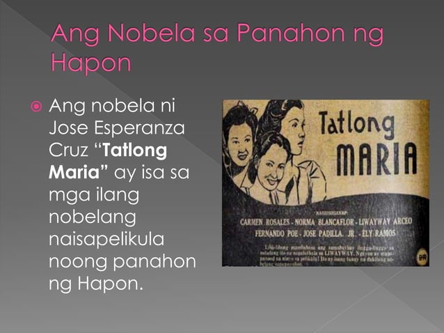 Ang nobela sa panahon ng hapon | PPTX