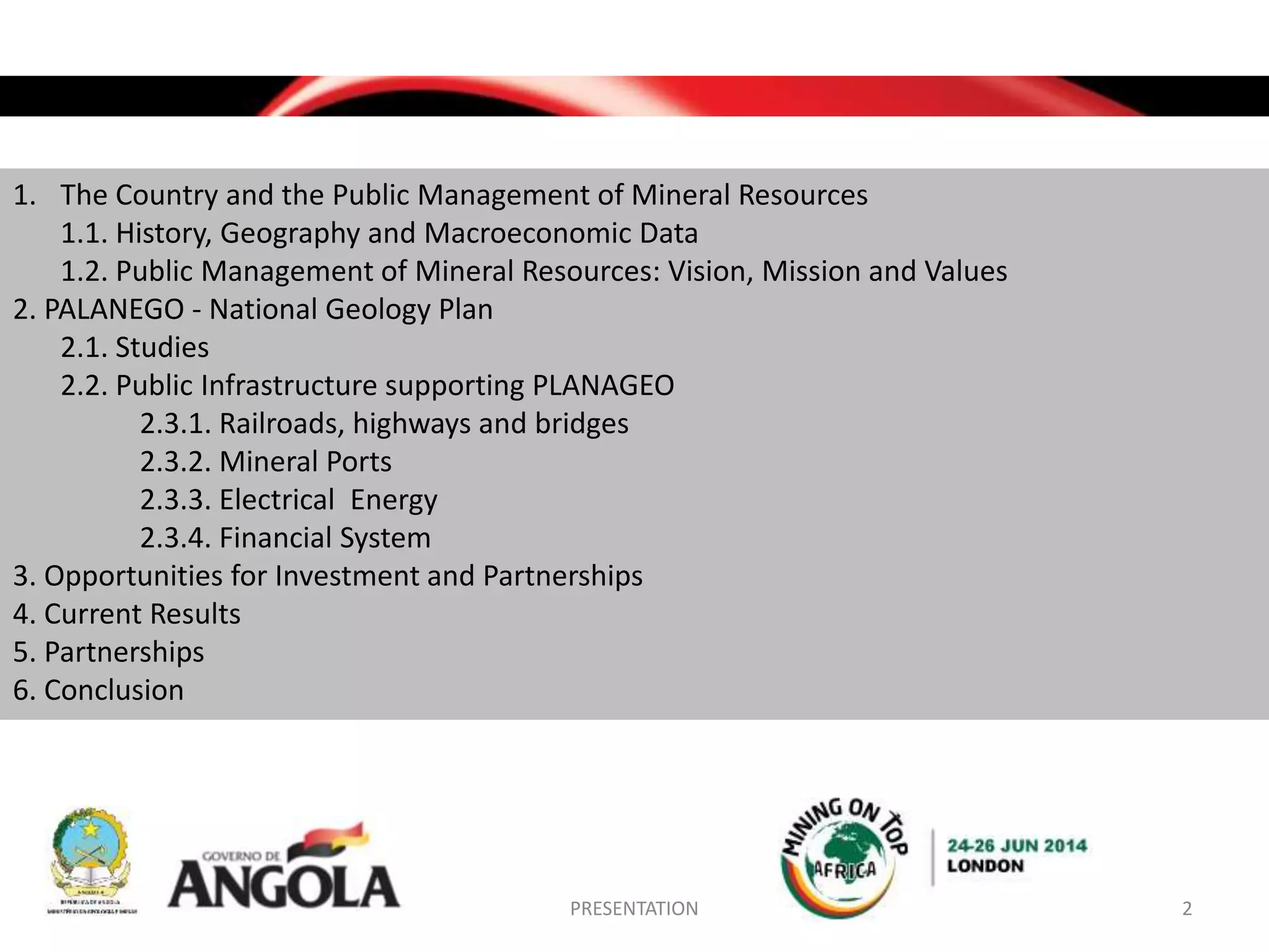 Republic of Angola: Governmental Strategy for its Mining Sector | PPTX