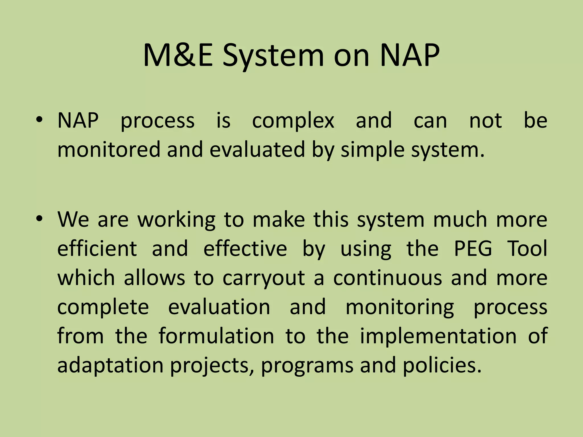 Monitoring and Evaluation System for Adaptation Projects | PPT