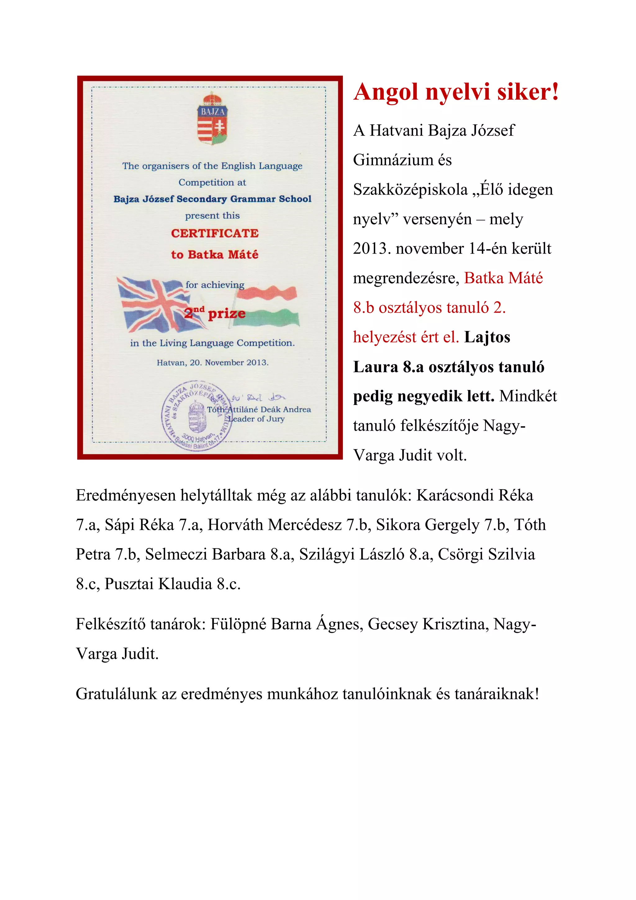 Angol nyelvi siker | PDF