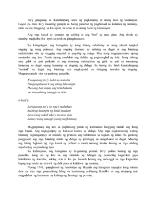 Ang pabigkas na tradisyong patula, inaawit at isinasayaw | DOCX