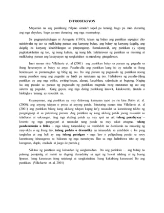 Ang pabigkas na tradisyong patula, inaawit at isinasayaw | PDF