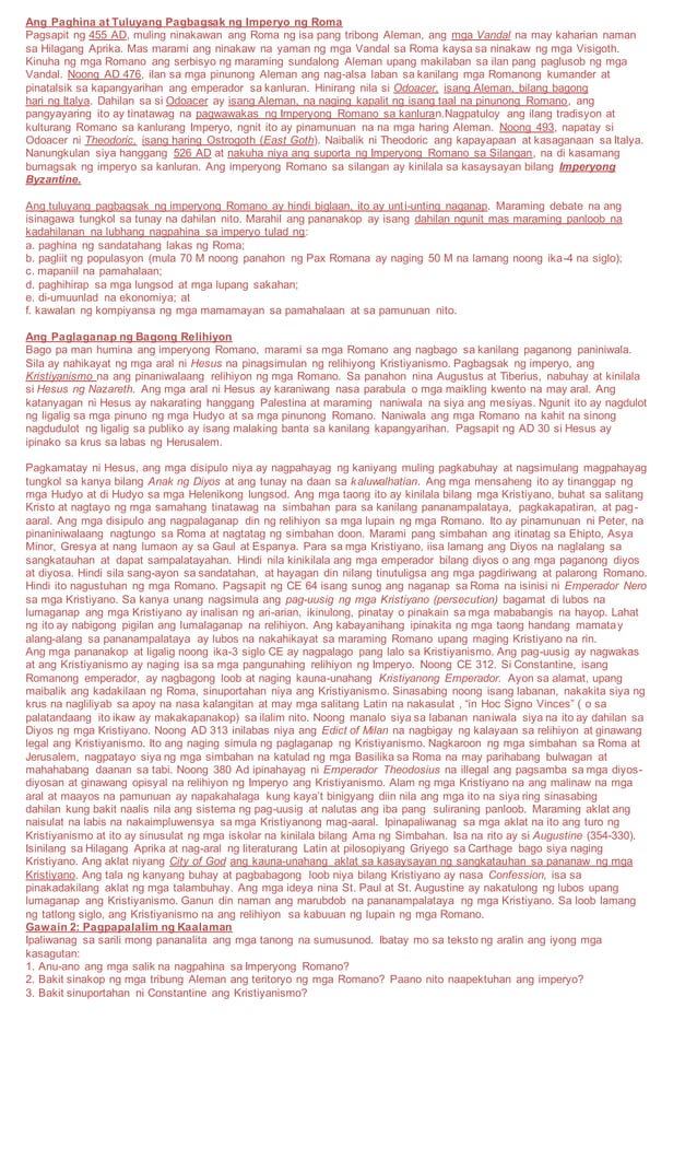 Ang paghina at tuluyang pagbagsak ng imperyo | DOCX