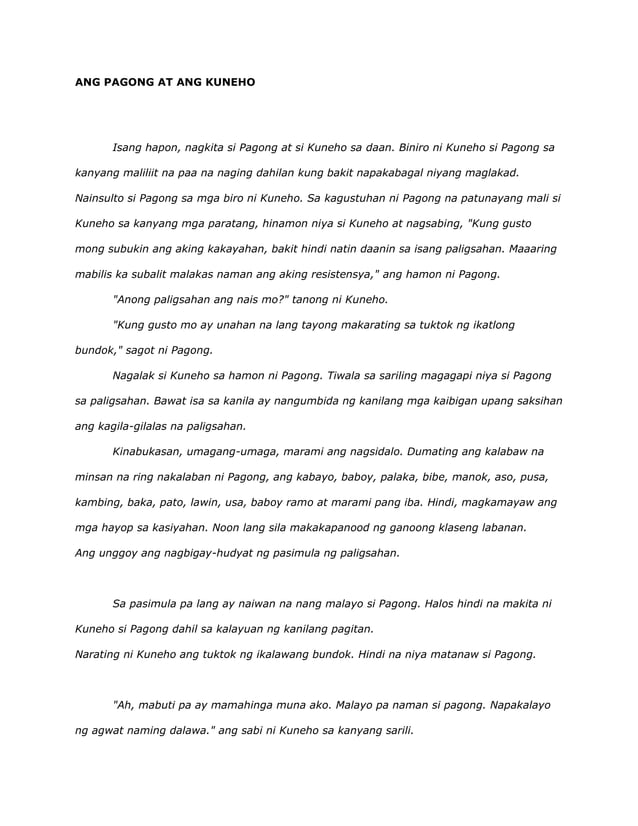 Ang pagong at ang kuneho | DOCX