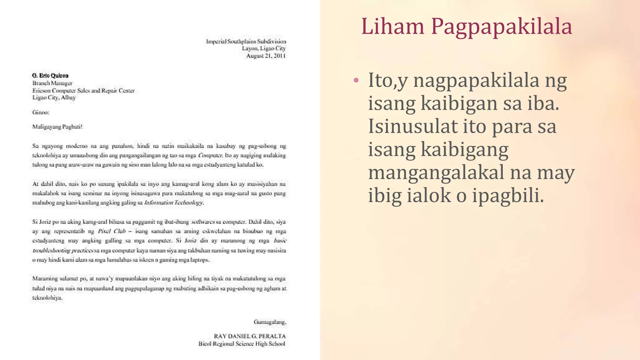 Ang pagsulat ng liham | PPTX