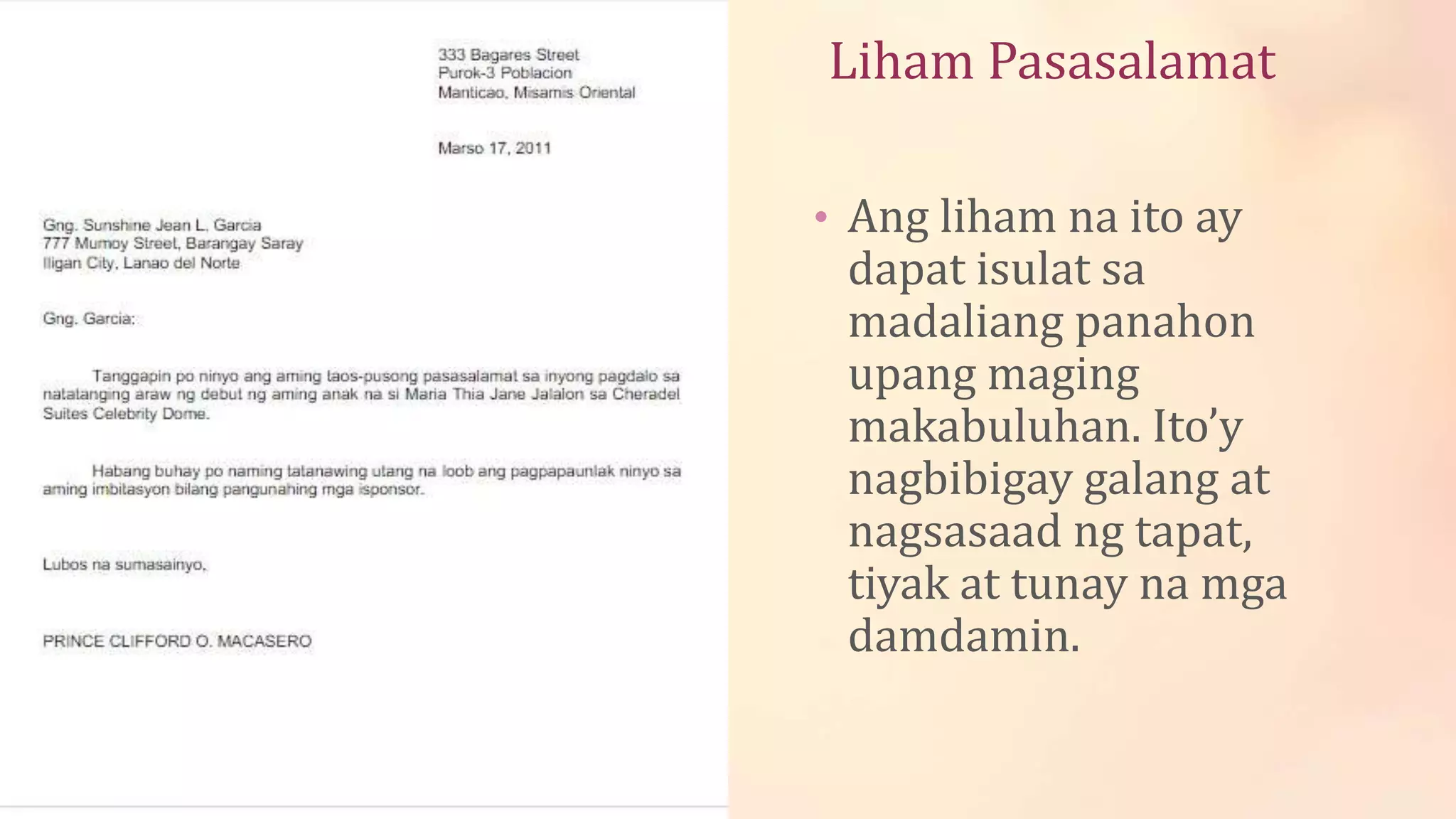 Ang pagsulat ng liham | PPTX