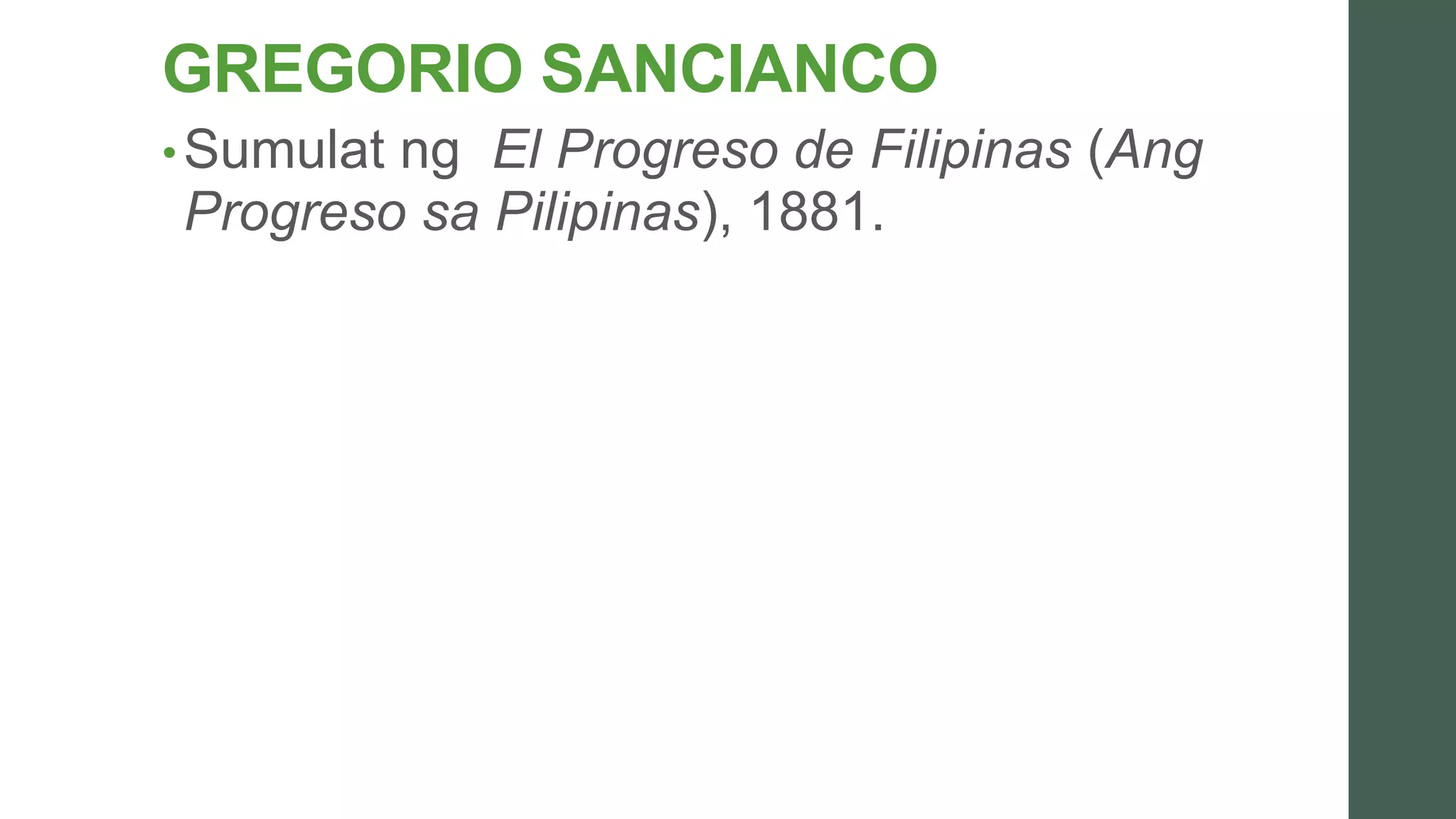 Ang pananaw ni gregorio sancianco sa progreso | PPTX