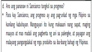 Ang pananaw ni gregorio sancianco sa progreso | PPTX