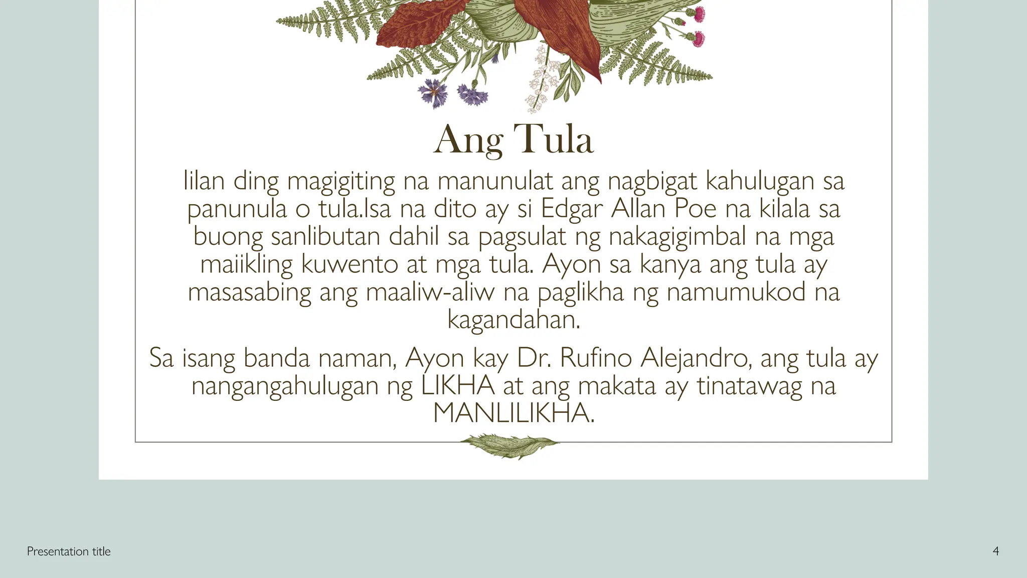 Ang Panulaang Pilipino at mga Elemento Nito | PDF