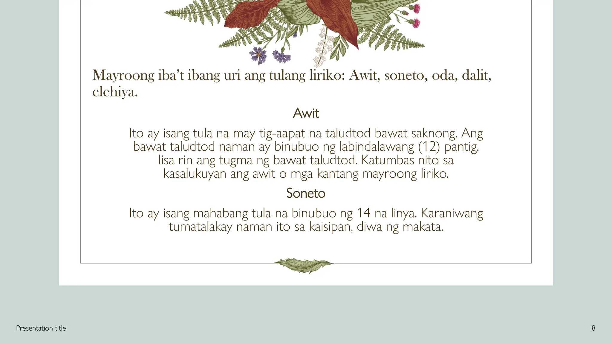 Ang Panulaang Pilipino at mga Elemento Nito | PDF