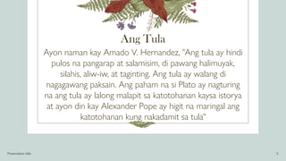 Ang Panulaang Pilipino at mga Elemento Nito | PDF
