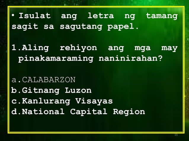 Ang populasyon ng bawat rehiyon sa bansa | PPTX