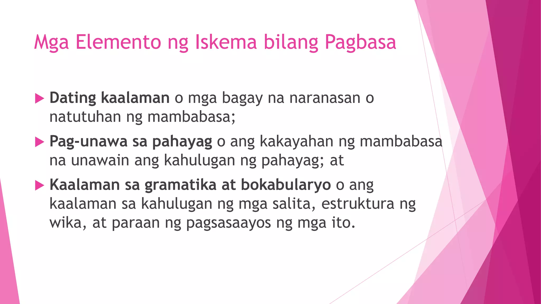 Ang Pagbasa ng mga Tekstong Akademiko at Iskema bilang Pagbasa | PPTX
