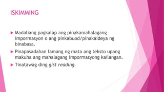 Ang Pagbasa ng mga Tekstong Akademiko at Iskema bilang Pagbasa | PPTX