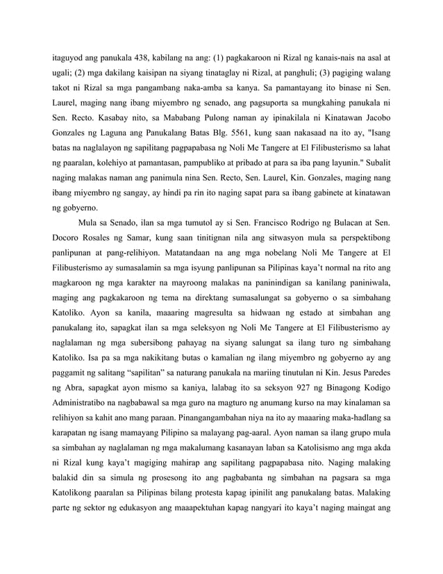 Ang Proseso ng Pagsasabatas sa Batas Rizal | DOCX
