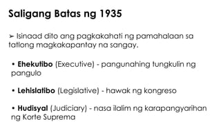 Araling Panlipunan Ang Saligang Batas ng 1935.pptx