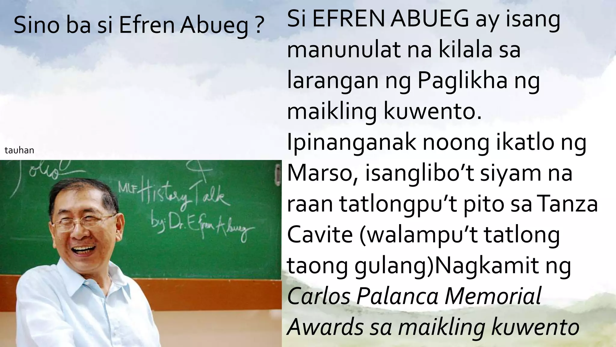 Ang saranggola ni Efren Abueg buod isang pagsusuri | PPTX