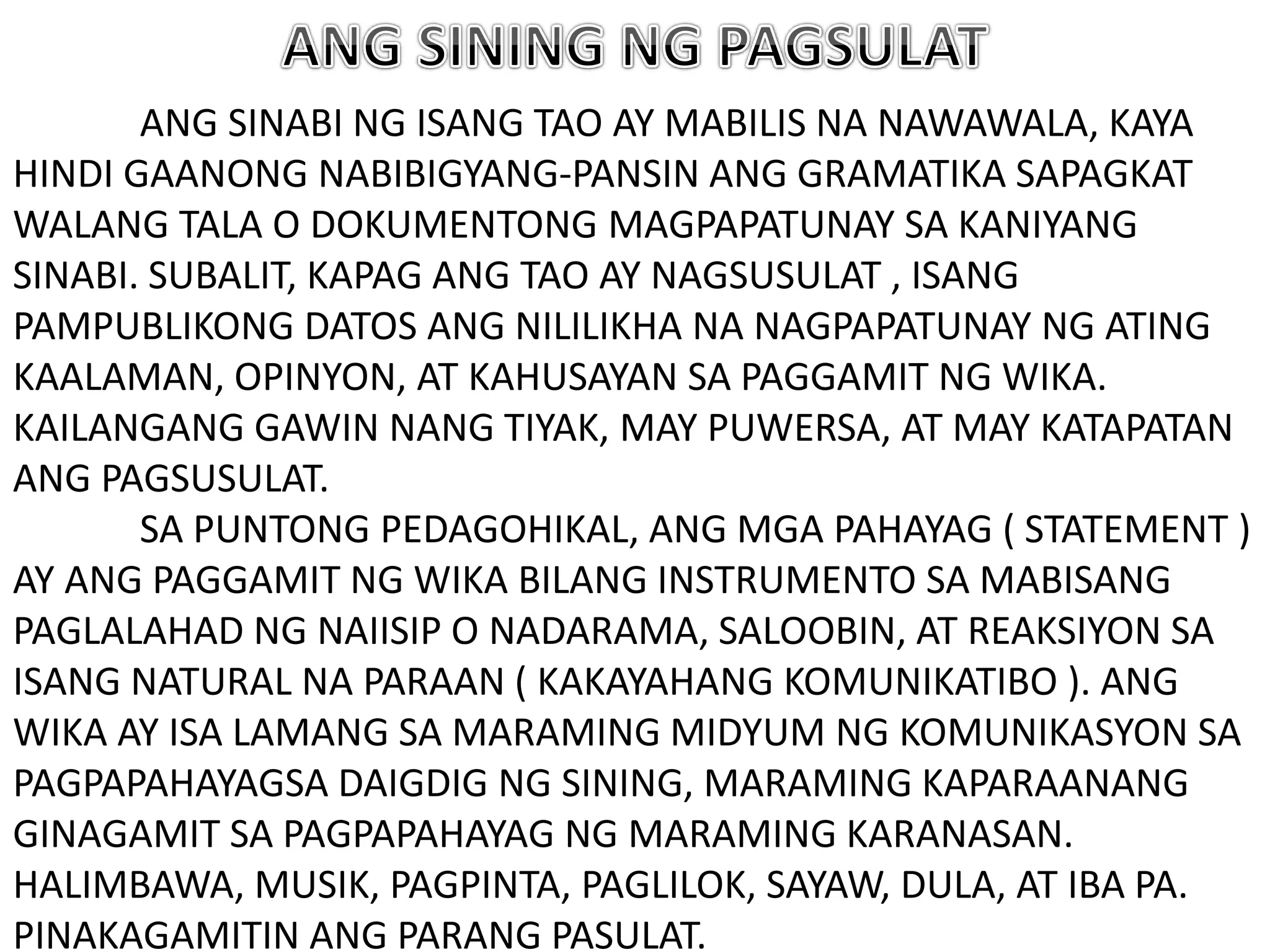 Ang sining ng pagsulat copy [autosaved] | PPTX