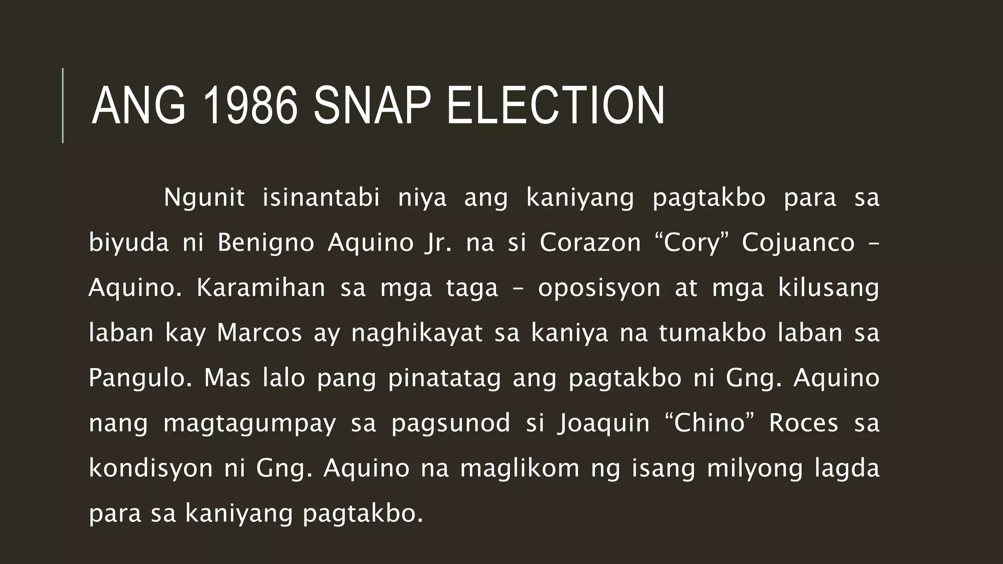 Ang Snap Election 1986 | PPTX