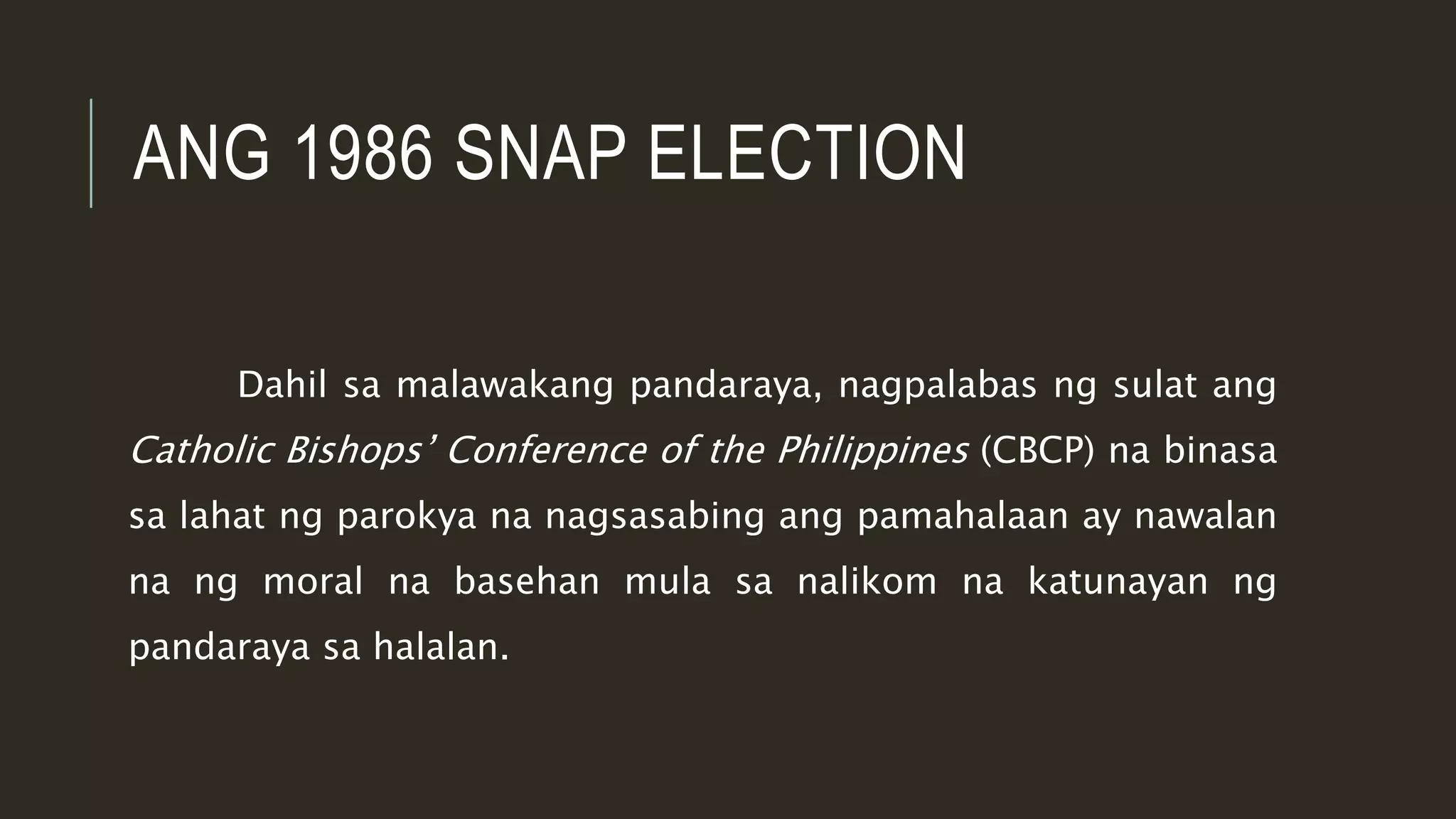 Ang Snap Election 1986 | PPTX