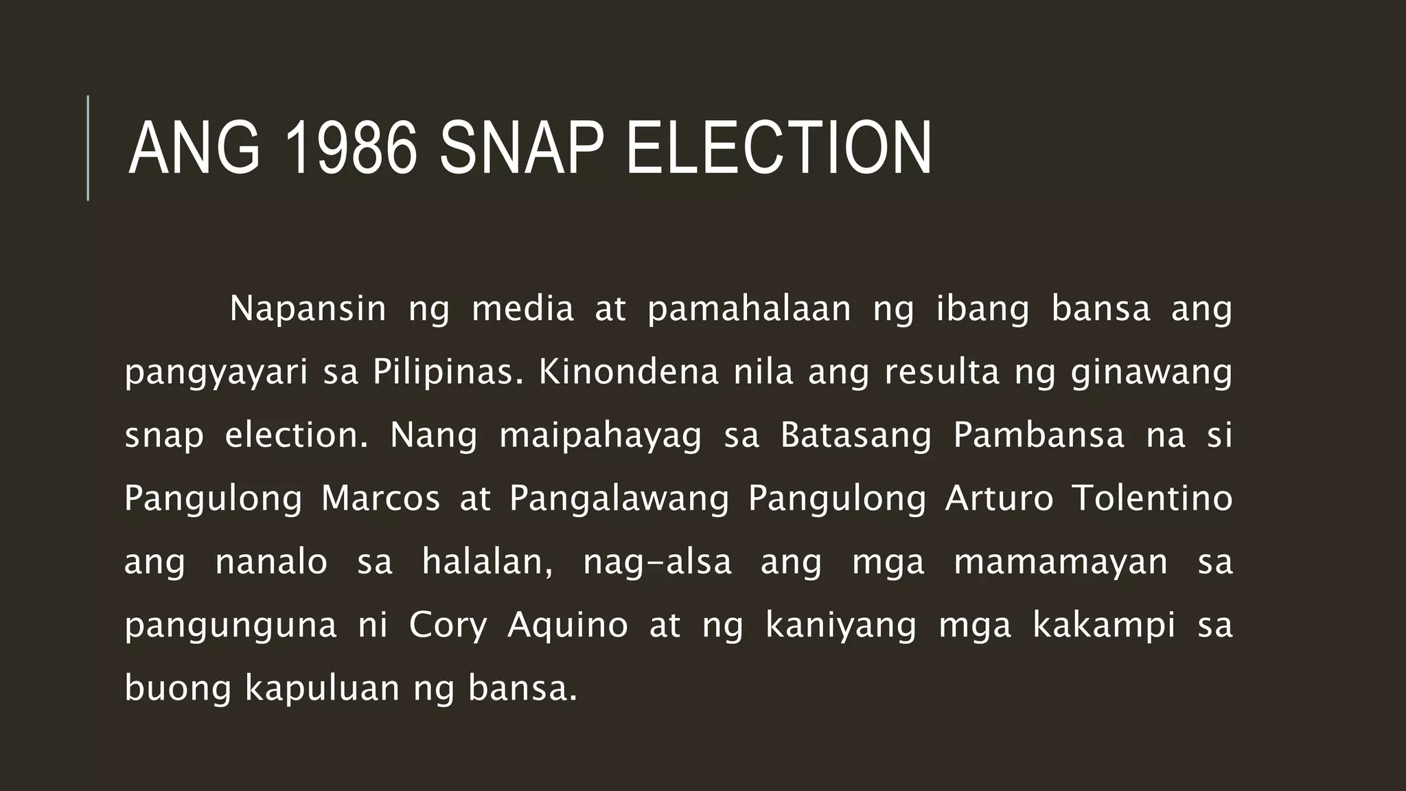 Ang Snap Election 1986 | PPTX