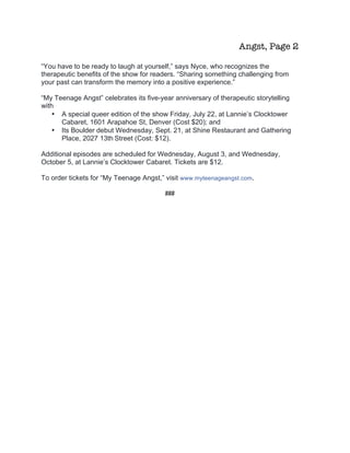 My Teenage Angst Press Release | PDF