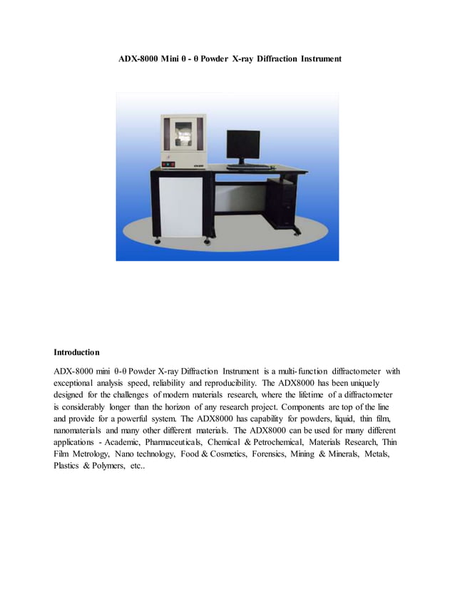 Angstrom advanced adx 8000 mini θ - θ powder x-ray diffraction ...