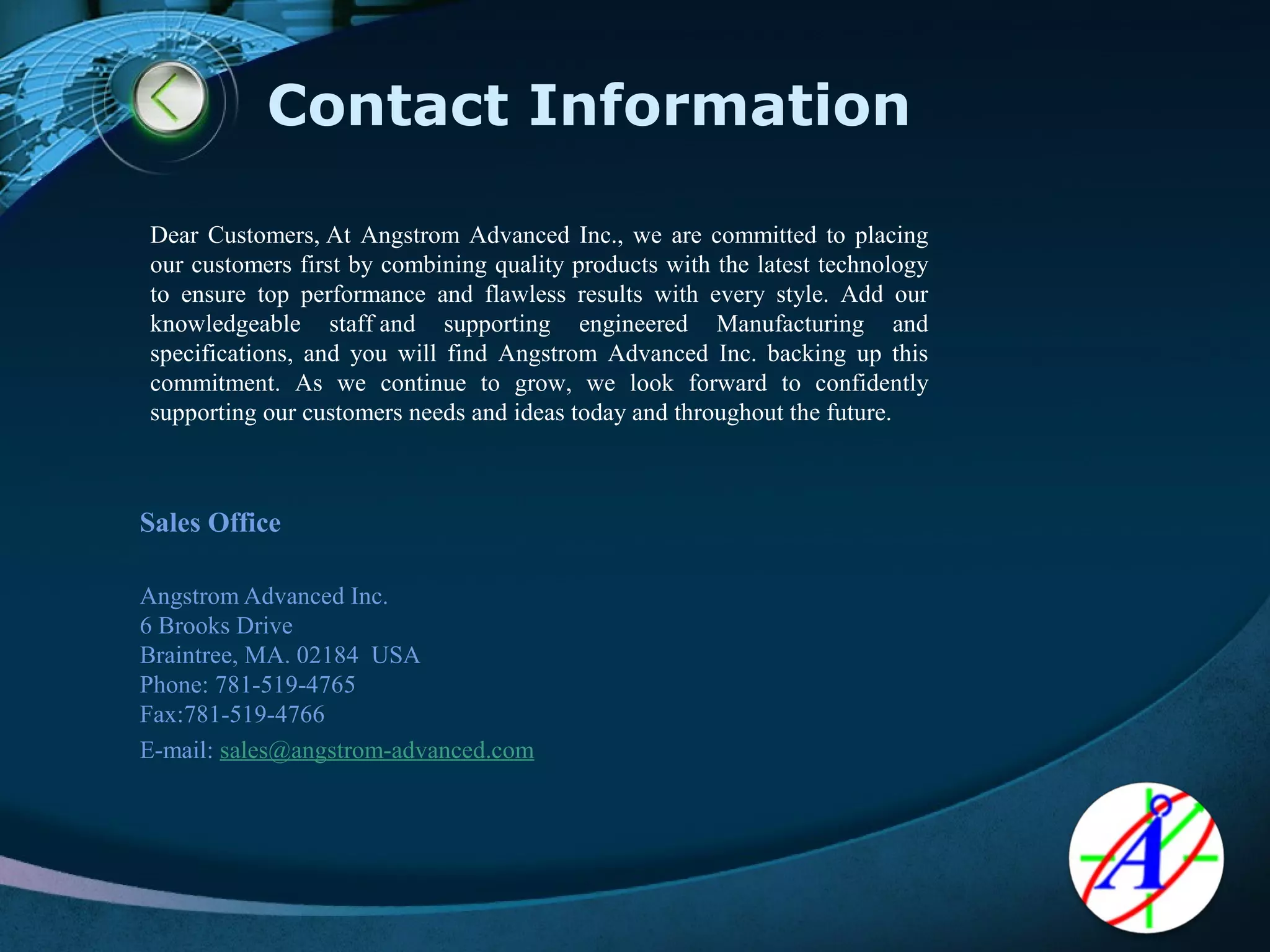 Angstrom advanced scientific instrument introduction | PPT