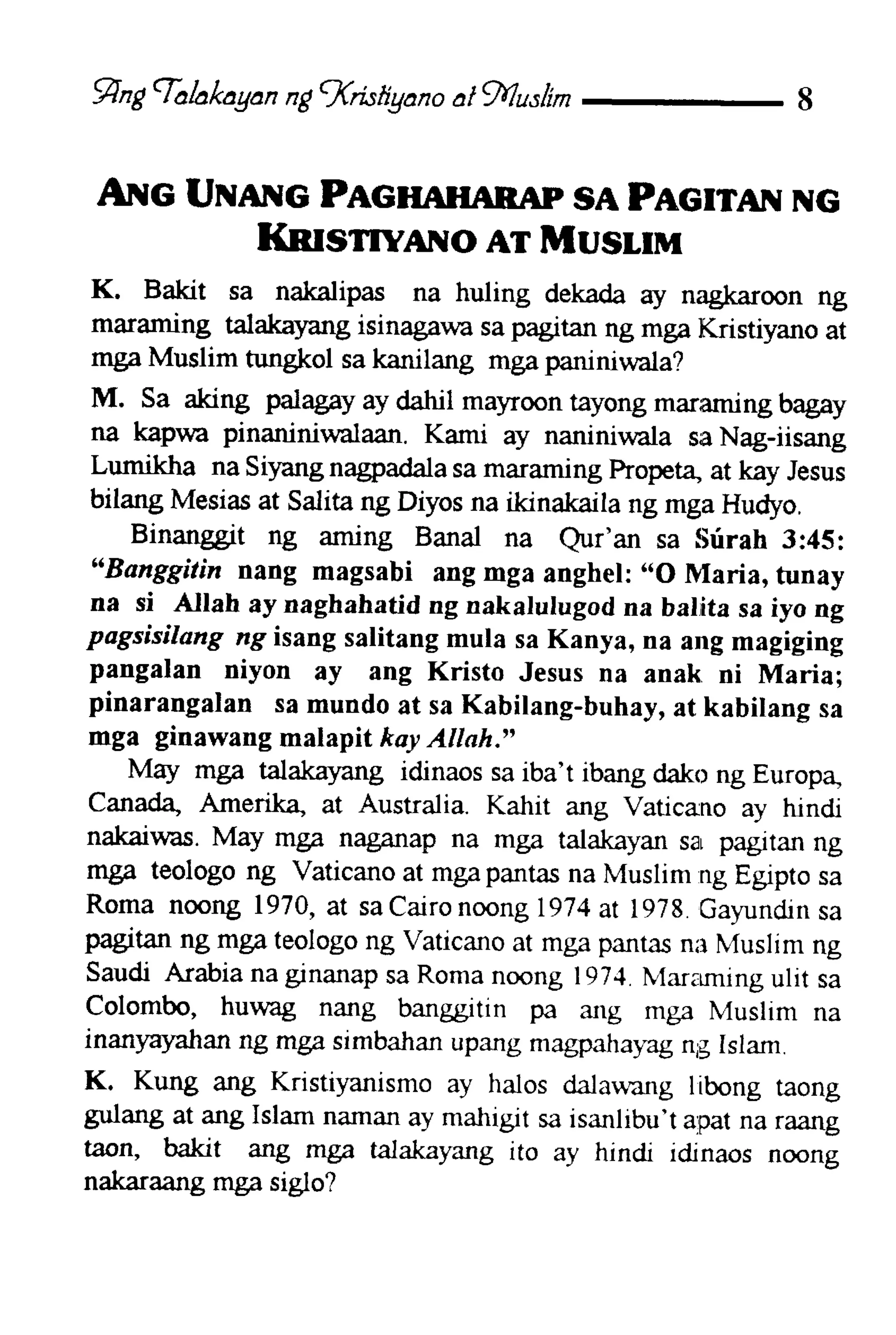 Ang talakayan ng_kristiyano_at_muslim ( www.aboutislam.chat ) | PDF