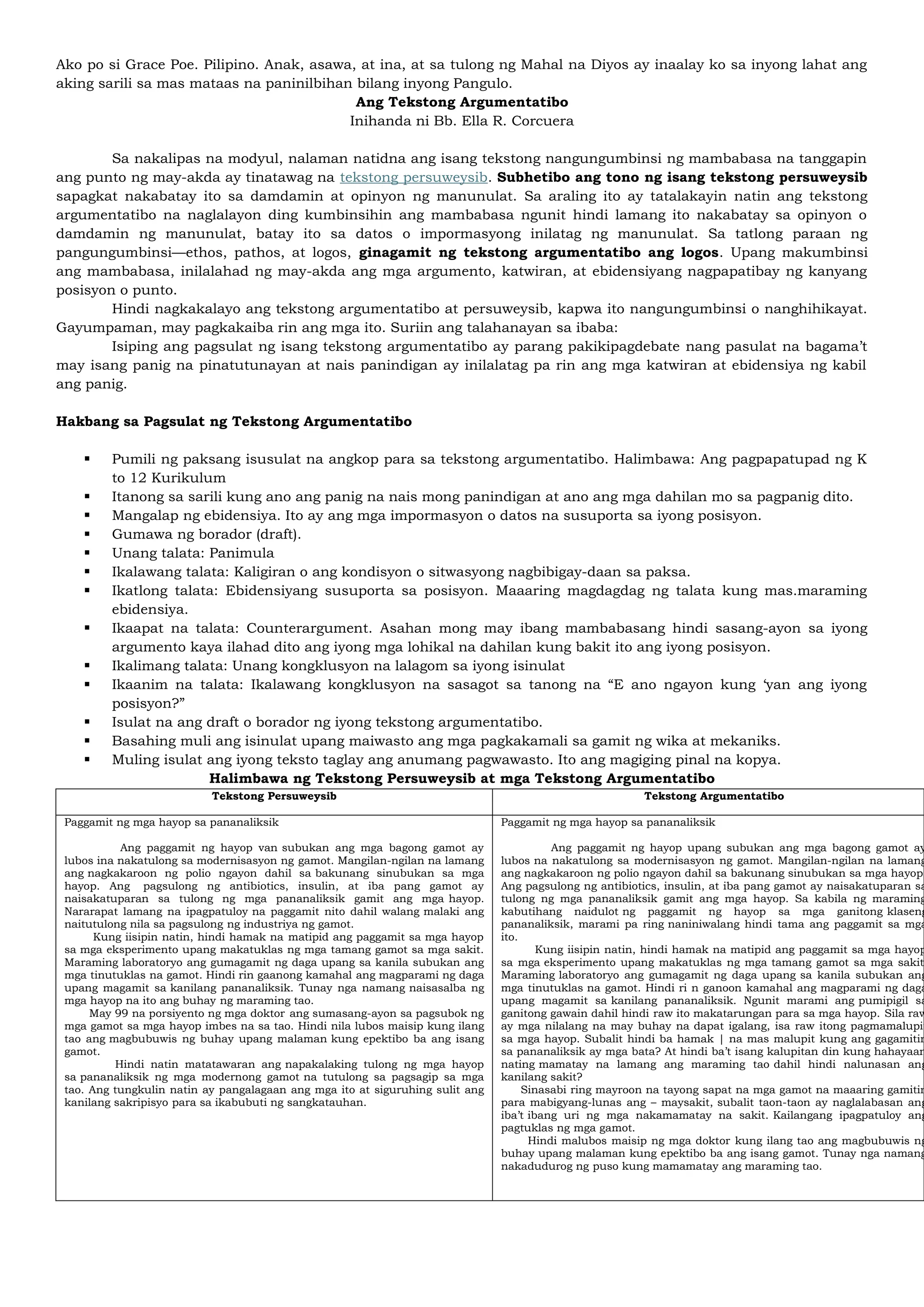Ang Tekstong Persuweysib at ang mga dapat isaalang-alang | DOCX
