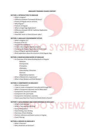 Angular training-course-syllabus | PDF | Web Development | Internet