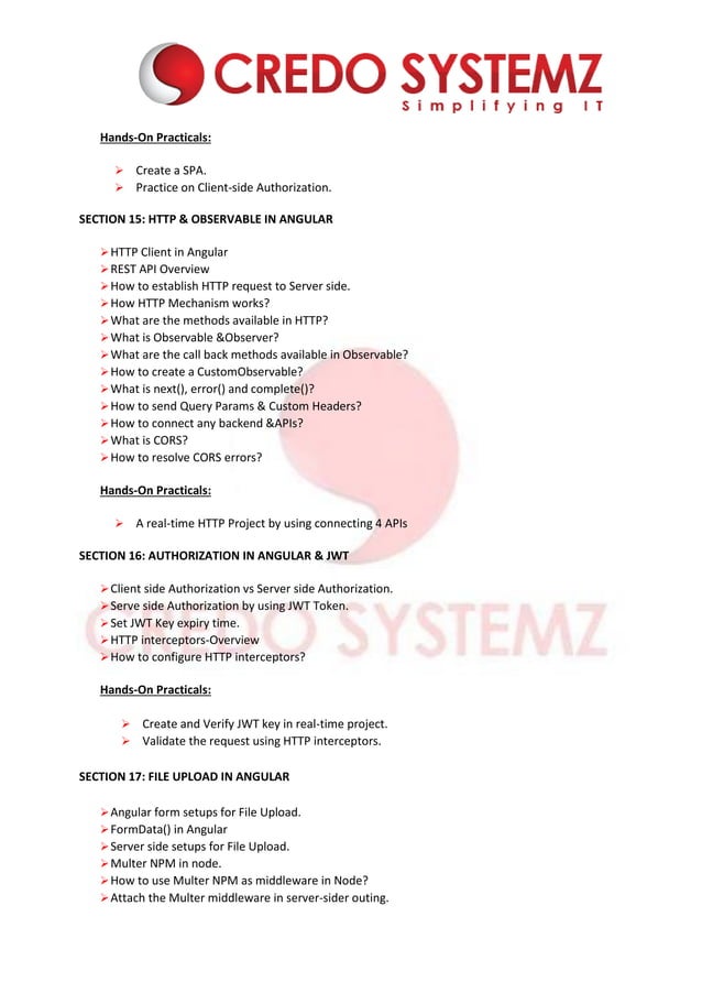 Angular training-course-syllabus | PDF | Web Development | Internet